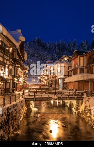 Evening view of Ginzan Onsen Stock Photo - Alamy