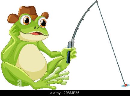 Green frog fishing cartoon illustration Stock Vector Image & Art - Alamy