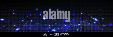 Blue fireflies glowing on dark transparent background. Vector realistic ...
