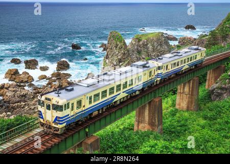 Regular Train on the Gono-Line and the Sea of Japan Stock Photo - Alamy