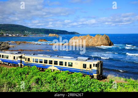 Regular Train on the Gono-Line and the Sea of Japan Stock Photo - Alamy