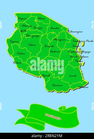 Tanzania map flag on red hex code burst illustration Stock Photo - Alamy