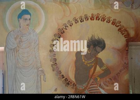 Mural by the Japanese artist Kosetsu Nosu, Mulagandha Kuti Vihara ...