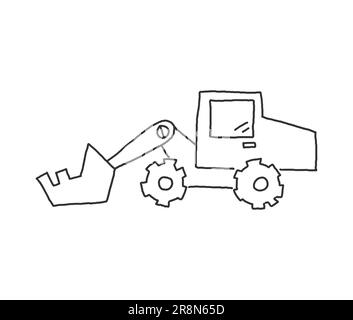 Excavator hand drawn icon, outline vector sign, doodle style pictogram ...