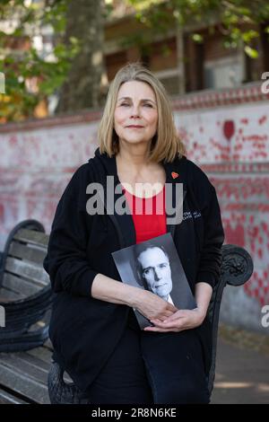 Lorelei King, photographed at the COVID Memorial Wall along the Thames ...