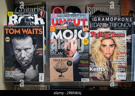 UK music magazines on display in a newsagents Stock Photo - Alamy