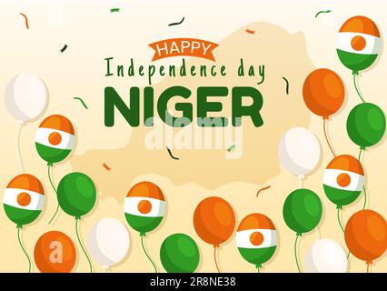 Happy Niger Republic Day Vector Illustration with Waving Flag and ...