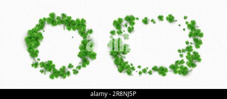 Realistic clover frames set isolated on transparent background. Vector illustration of round ...