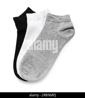 Different socks isolated on white, top view Stock Photo - Alamy