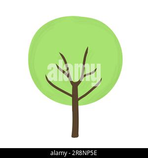 Hand drawn flat green tree. Simple vector illustration isolated on ...