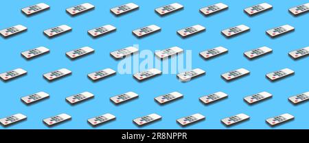 Remote controller pattern on light yellow background. Collage design ...