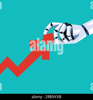 Robot inserts the missing puzzle in lightbulb. Concept of machine learning. Artificial ...