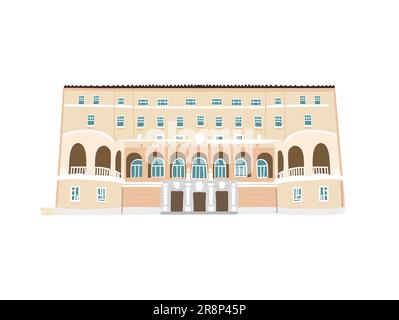 Hawaii City Building. Honolulu architecture. hand drawn icon of famous ...