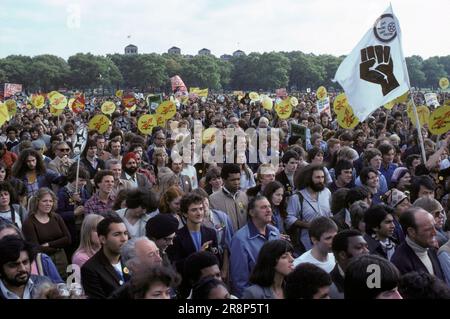 Rock Against Racism 1970s London, England circa 1978. Teenage girls at ...