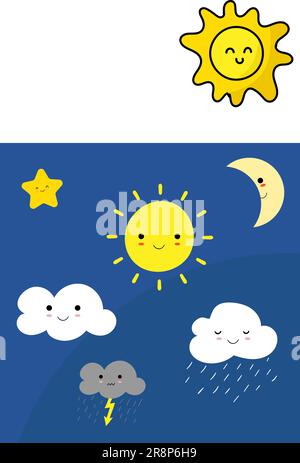 kawaii clouds and moon Stock Vector Image & Art - Alamy
