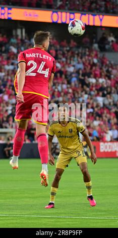 Real Salt Lake forward Bertin Jacquesson (27) winds up a shot on goal ...