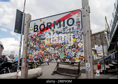 Bormio, the small mountain top town at the top of the Stelvio Pass from ...
