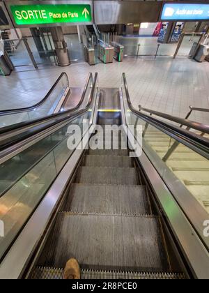 Escalators, Vaise underground station, Lyon, France Stock Photo - Alamy