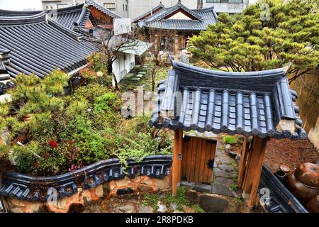 Jeonju Hanok Village townscape in South Korea. Neighborhood of ...