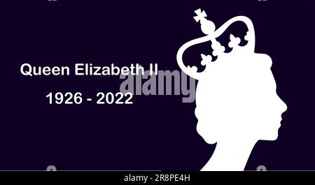 banner announcing the death of queen. Mourning black background with ...