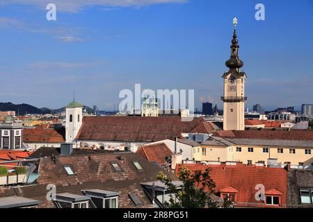 Linz city view in Austria. Cityscape with churches Stock Photo - Alamy