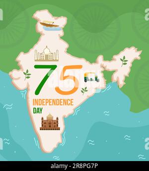 illustration of 75 banner with Indian flag for Independence Day of ...