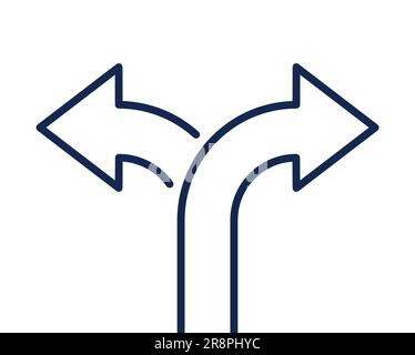Two arrow double direction option way. Fork path two pathway multi ...