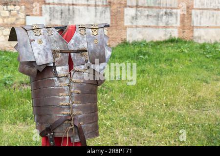 vertical view of a roman centurion helmet with red plume: A Roman ...