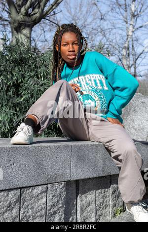 Young braided hair african american girl professional nurse over ...