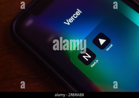 Conceptual image of Next.js and Vercel icons seen in an iPhone. Vercel ...