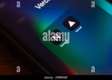 Conceptual image of Next.js and Vercel icons seen in an iPhone. Vercel ...
