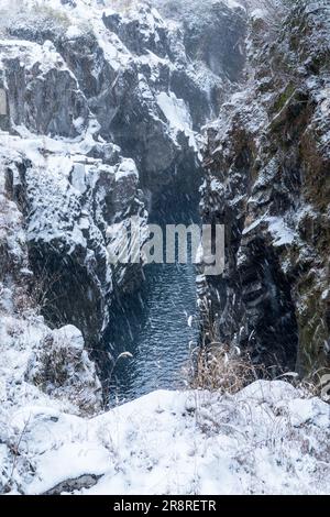 Takachiho Gorge in snow Stock Photo - Alamy
