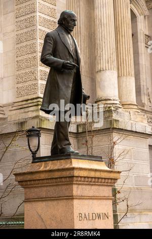 Matthias William Baldwin statue outside of Philadelphia city hall in PA ...
