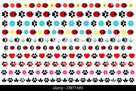 Dog paw print borders set, pet doodle strokes Stock Vector Image & Art ...