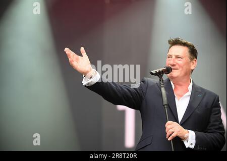 English pop singer, Tony Hadley performs at Lets Rock Leeds 80s ...