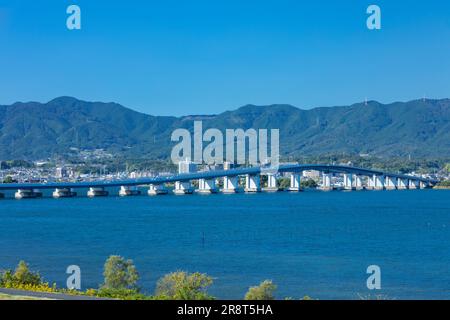 Lake Biwa Bridge in Autumn Stock Photo - Alamy