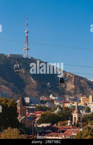 Georgia, Tbilisi - October 30, 2022: Air excursion balloon over Tbilisi ...