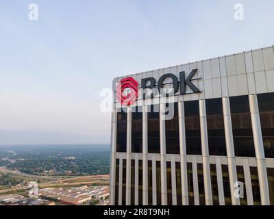 Aerial photograph of One Williams Center in downtown Tulsa on a June ...