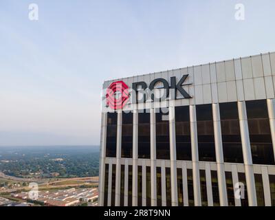 Aerial photograph of One Williams Center in downtown Tulsa on a June ...