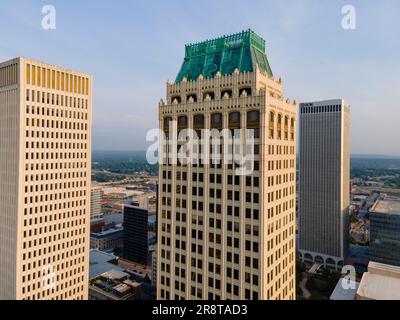 Aerial photograph of One Williams Center in downtown Tulsa on a June ...