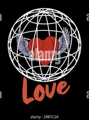 T-shirt design of a winged red heart with the symbol of communism ...