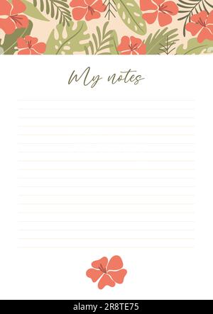 Printable notes concept, with tropical exotic background. Vector ...