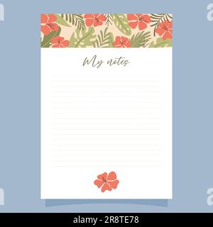Printable notes concept, with tropical exotic background. Vector ...