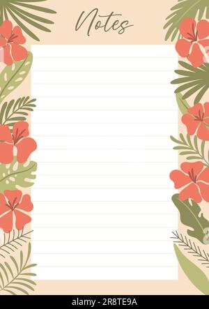 Printable notes concept, with tropical exotic background. Vector ...