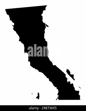 Baja California administrative map isolated on white background, Mexico ...