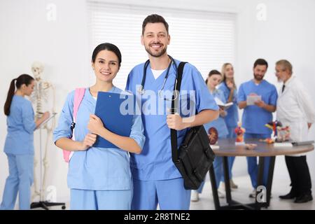 Portrait of a doctor intern. Medical students profession staff ...