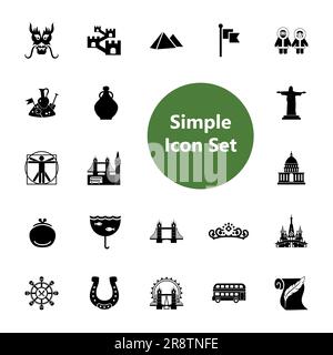 European and Asian culture symbols. Famous places icon set Stock Vector ...