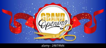 Grand opening blue sparkling banner design Stock Vector Image & Art - Alamy
