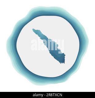 Sumatra Badge. Round logo of island with triangular mesh map and radial ...