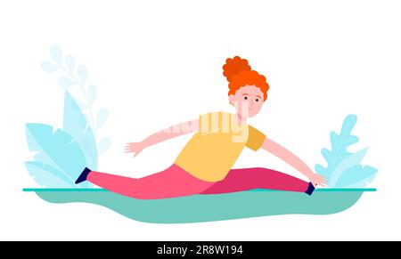 Yoga pose, woman to do the splits, vector coloring drawing portrait ...